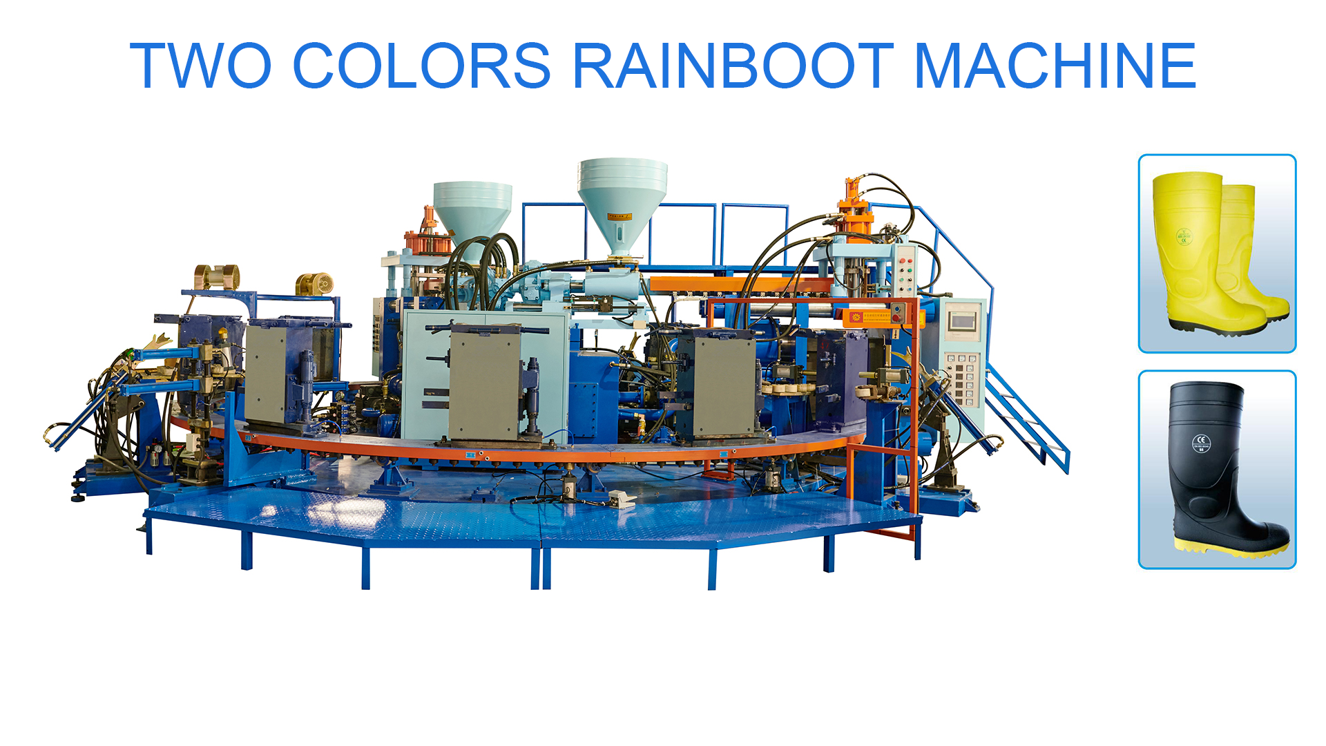 TWO COLORS PVC RAINBOOT MAKING MACHINE - Innovative Shoe Machinery ...